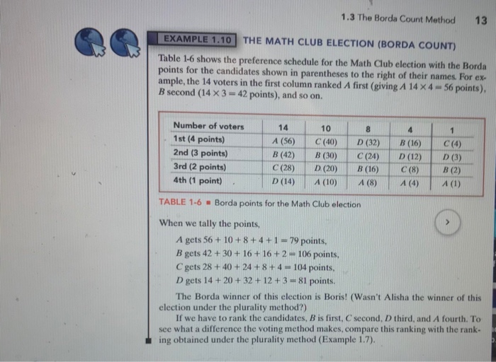 Solved TABLE 1-42 54. Use the Math Club election (Example | Chegg.com