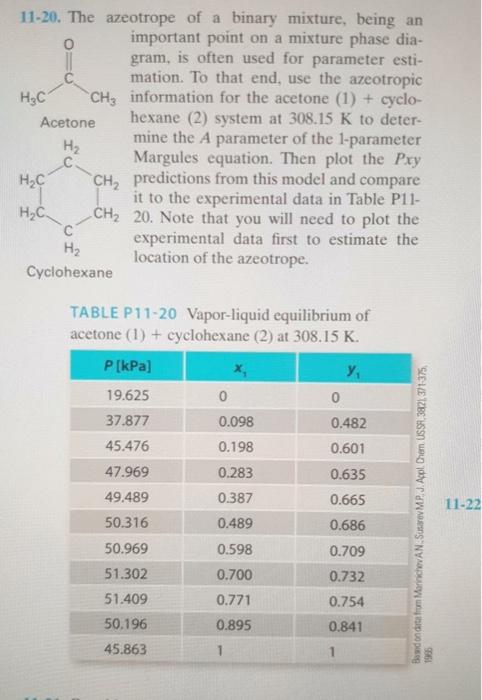 Solved H₂C 11-20. The azeotrope of a binary mixture, being | Chegg.com
