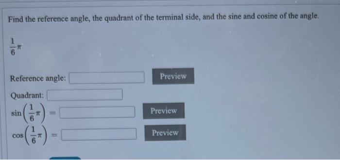Solved Find the reference angle, the quadrant of the | Chegg.com