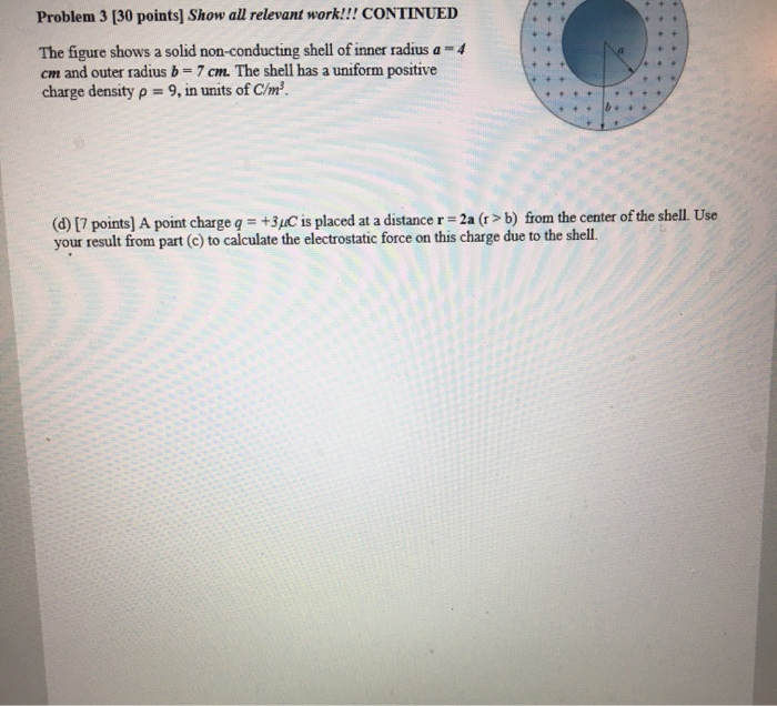 Solved The figure shows a solid non-conducting shell of | Chegg.com