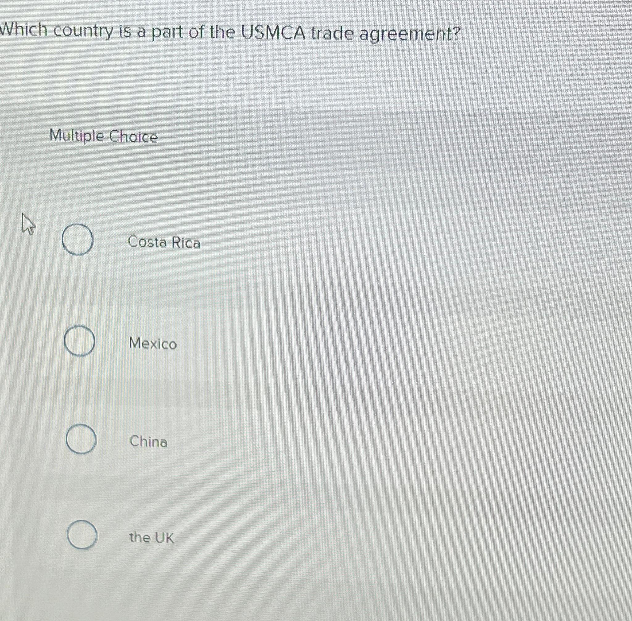 Solved Which country is a part of the USMCA trade | Chegg.com