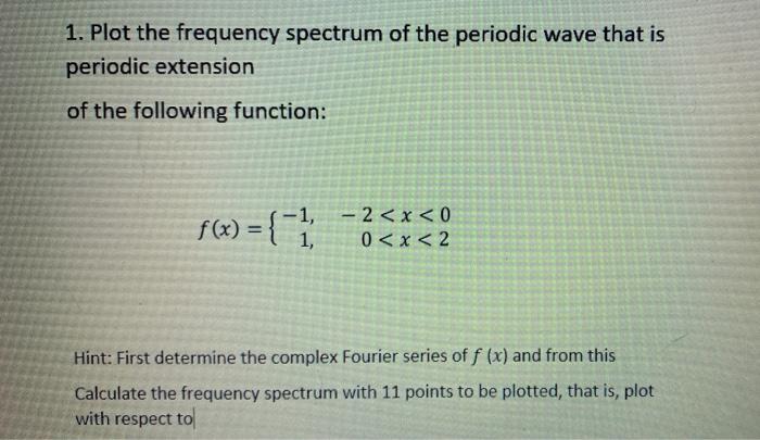 Solved Plot the frequency spectrum of the periodic wave that | Chegg.com