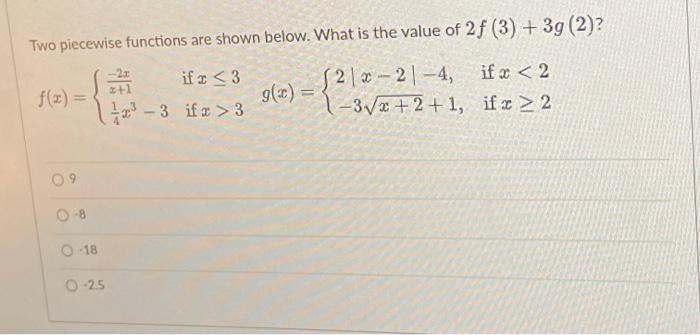 Solved Two piecewise functions are shown below. What is the | Chegg.com