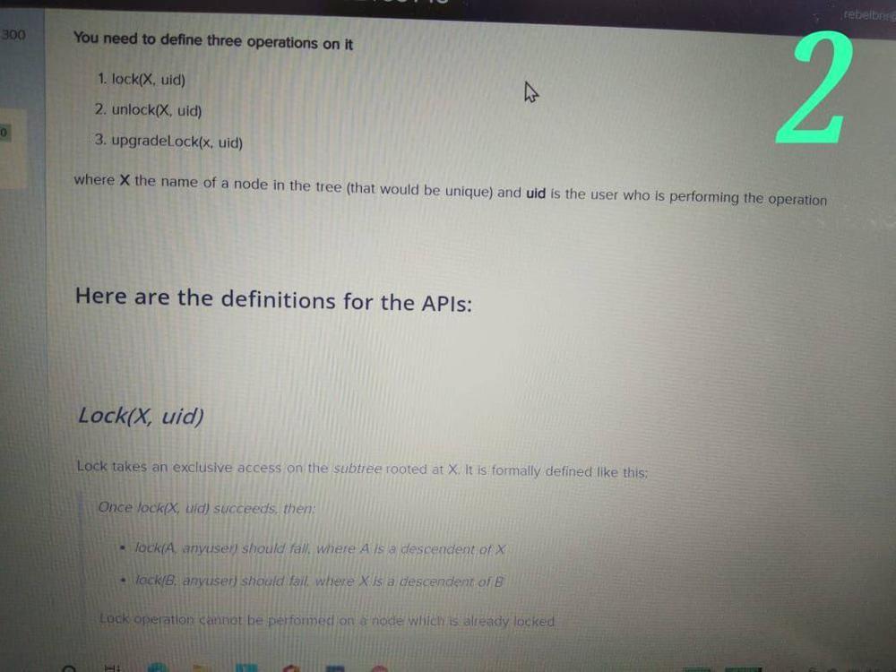 Solved Question 1 Locking the tree of space 1 You have a | Chegg.com