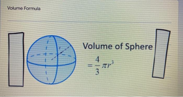 Solved Volume Formula Volume of Sphere 10 I 4 - T1 What is | Chegg.com