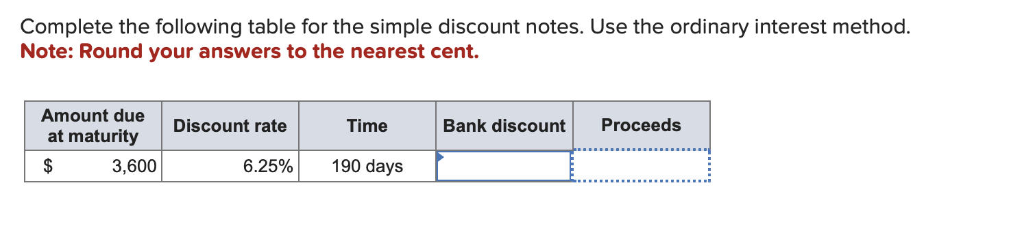 Solved Complete the following table for the simple discount | Chegg.com