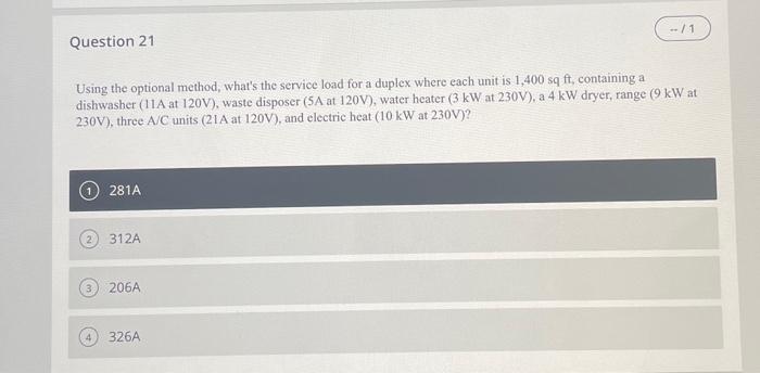 Solved Using the optional method, what's the service load | Chegg.com
