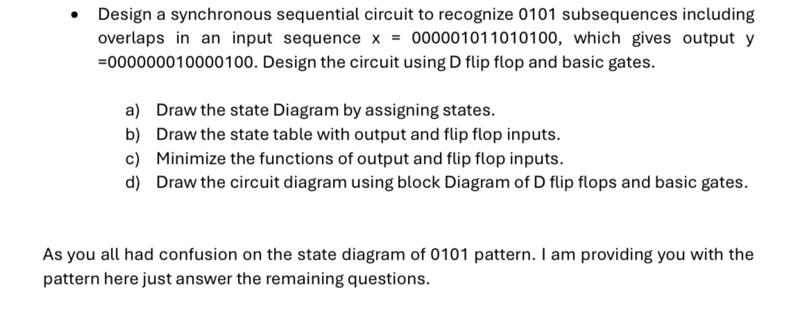 Solved Design a synchronous sequential circuit to recognize | Chegg.com