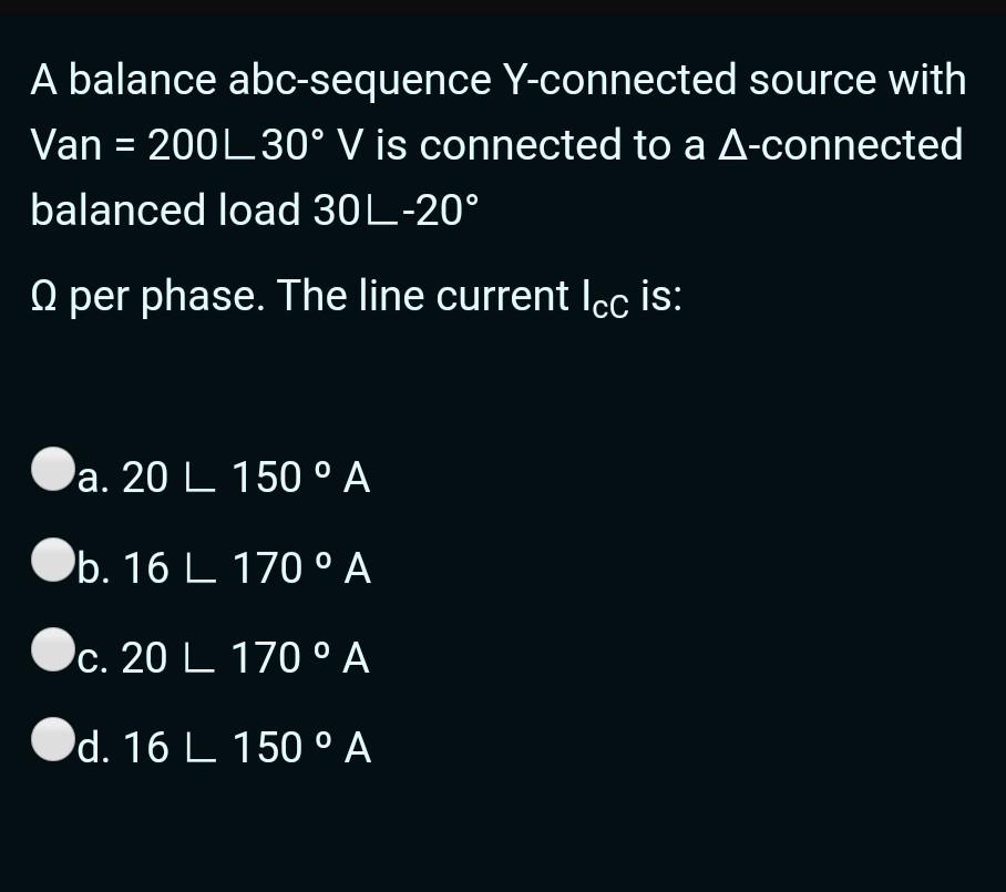Solved A balance abc-sequence Y-connected source with Van = | Chegg.com