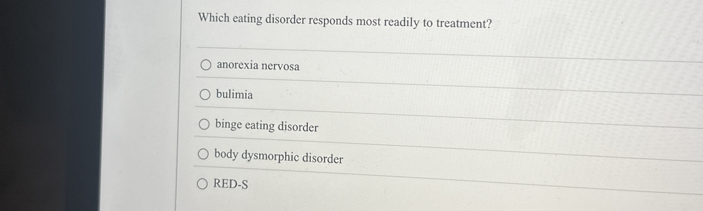 [Solved]: Which eating disorder responds most readily to tre