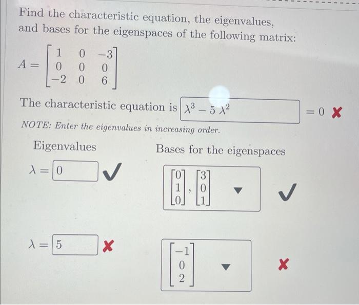 Solved Find the characteristic equation, the eigenvalues, | Chegg.com