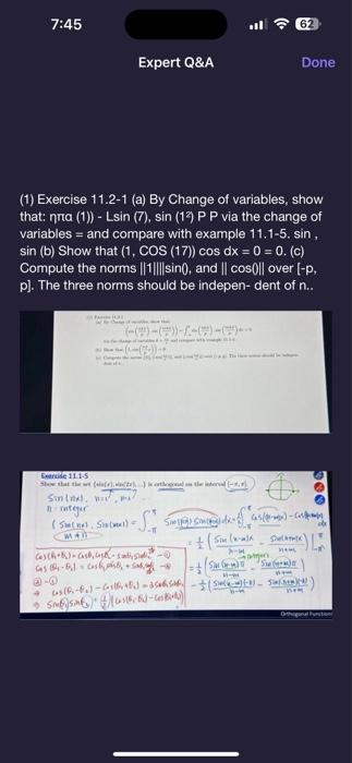Solved (1) Exercise 11.2-1 (a) By Change of variables, show | Chegg.com
