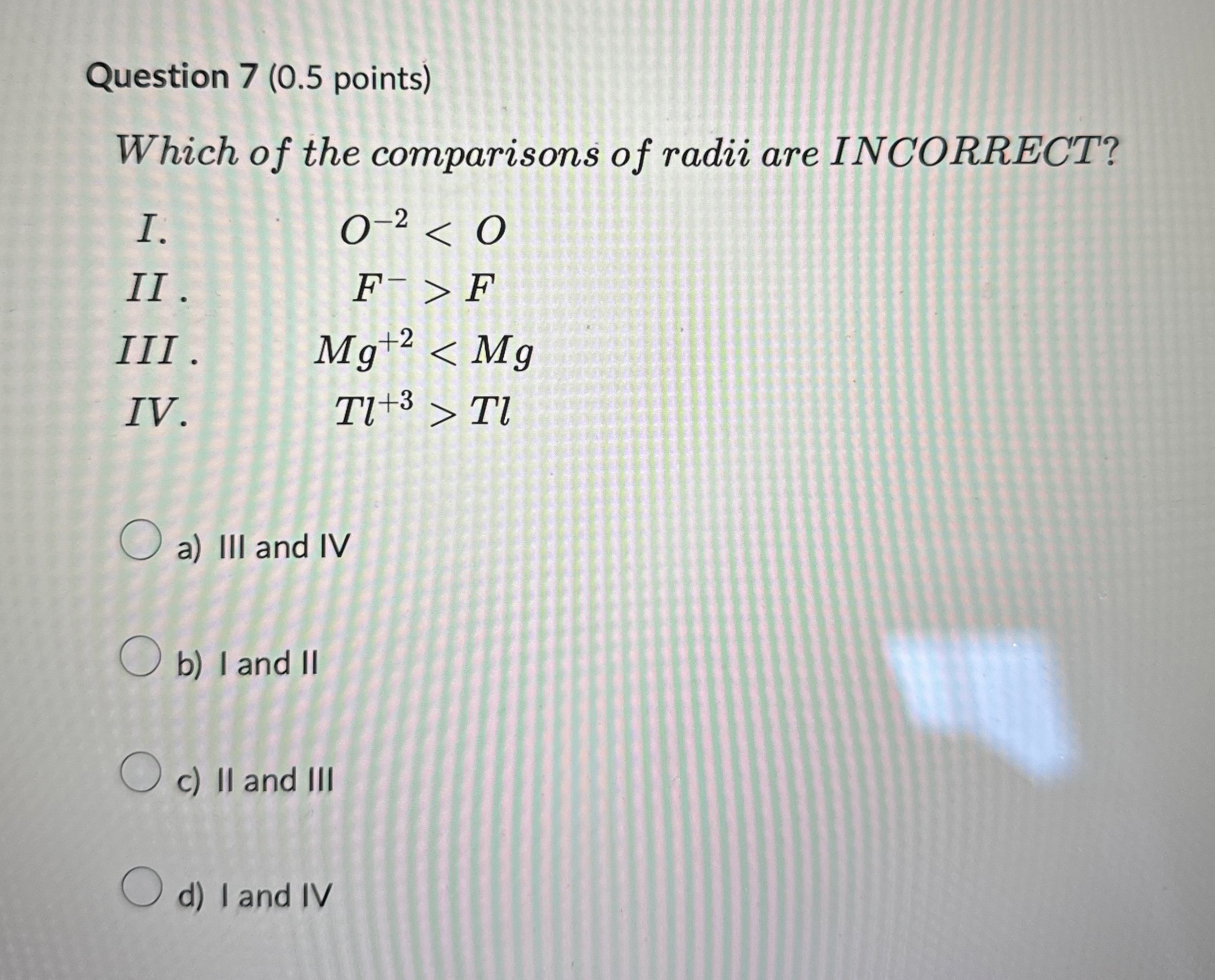High Quality SOLUTION Question 7 ( 0.5 ﻿points)Which of the comparisons of | Chegg.com