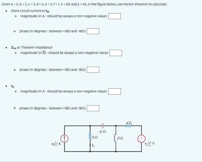 Solved Given a=5,b=2,c=3,d=5,e=5,f=1,x=60 ﻿and y=45, ﻿in the | Chegg.com