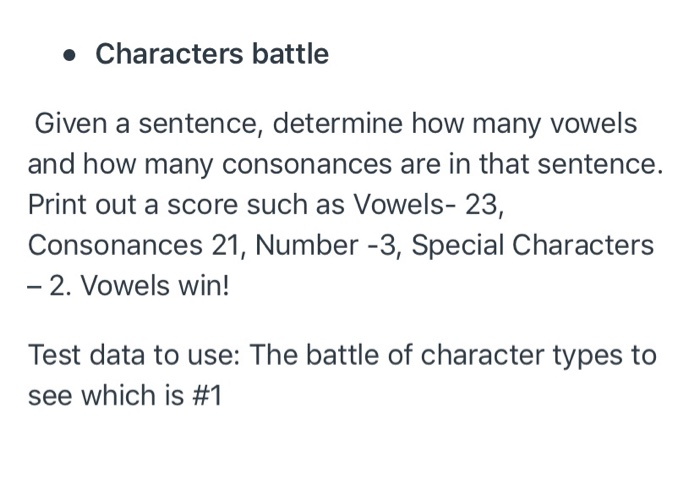Solved • Characters battle Given a sentence, determine how | Chegg.com