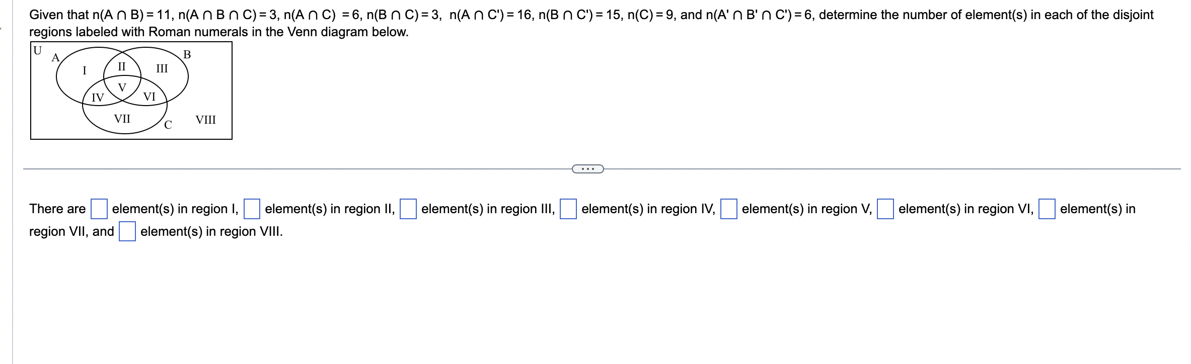 Solved regions labeled with Roman numerals in the Venn | Chegg.com