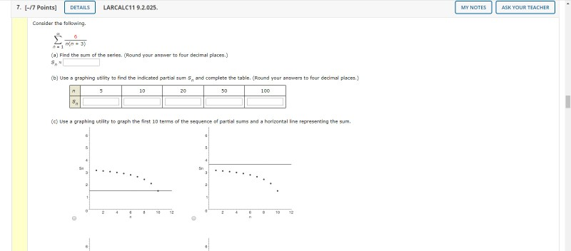 Solved 7. (-/7 Points] DETAILS LARCALC11 9.2.025. MY NOTES | Chegg.com