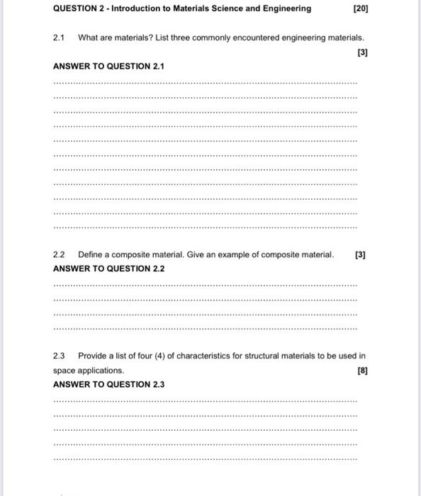 Solved QUESTION 2 - Introduction to Materials Science and | Chegg.com