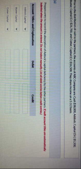 Solved Prior to the distribution of cash to the partners, | Chegg.com