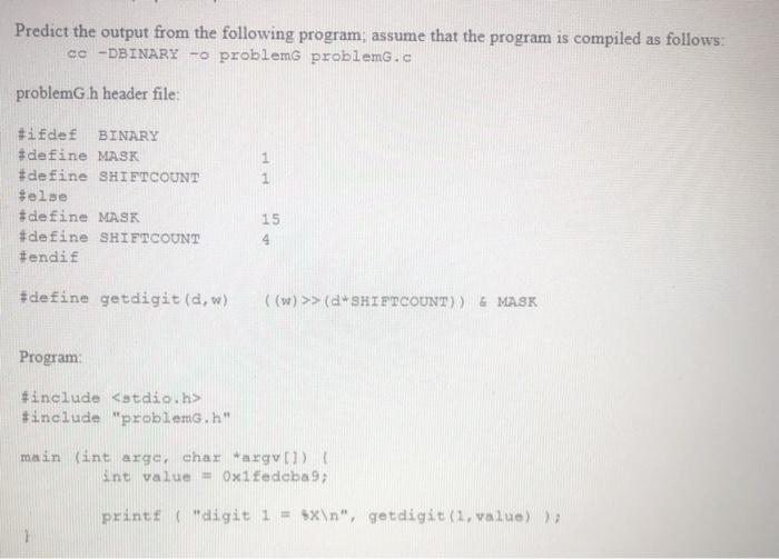 Solved Predict The Output From The Following Program Assume