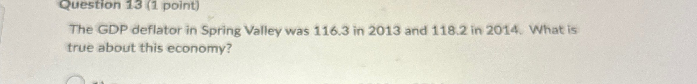 Solved Question 13 (1 ﻿point)The GDP deflator in Spring | Chegg.com