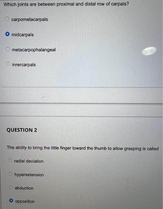 Solved Which joints are between proximal and distal row of | Chegg.com