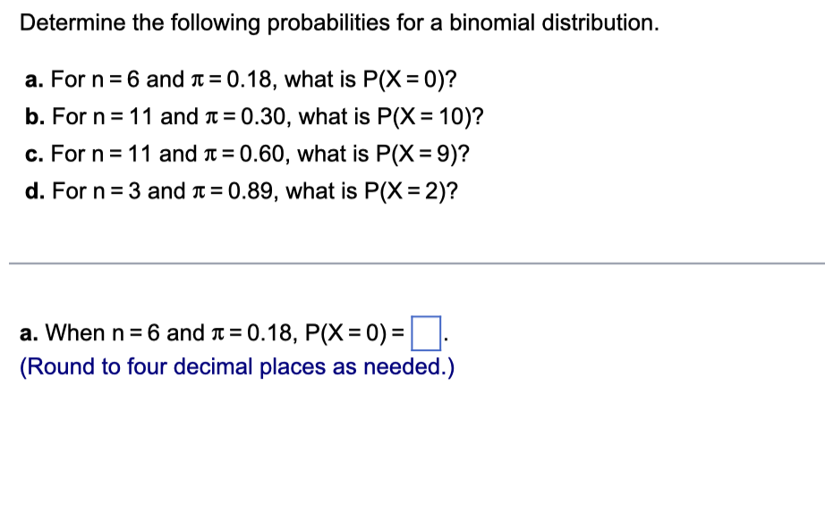 Solved Determine the following probabilities for a binomial | Chegg.com