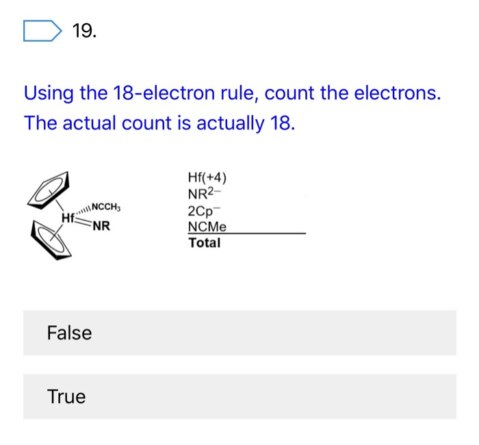 Solved D 19. Using the 18-electron rule, count the | Chegg.com