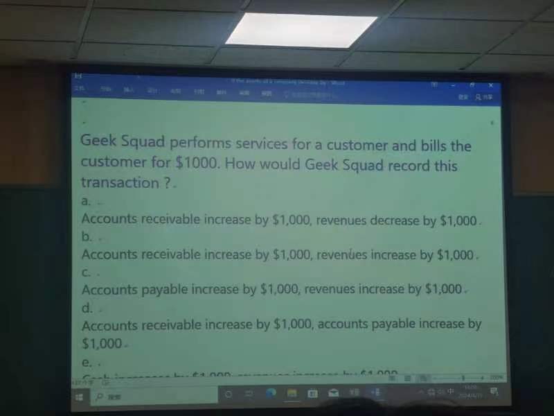 Solved Geek Squad performs services for a customer and bills | Chegg.com