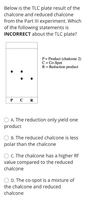 Solved Below is the TLC plate result of the chalcone and | Chegg.com
