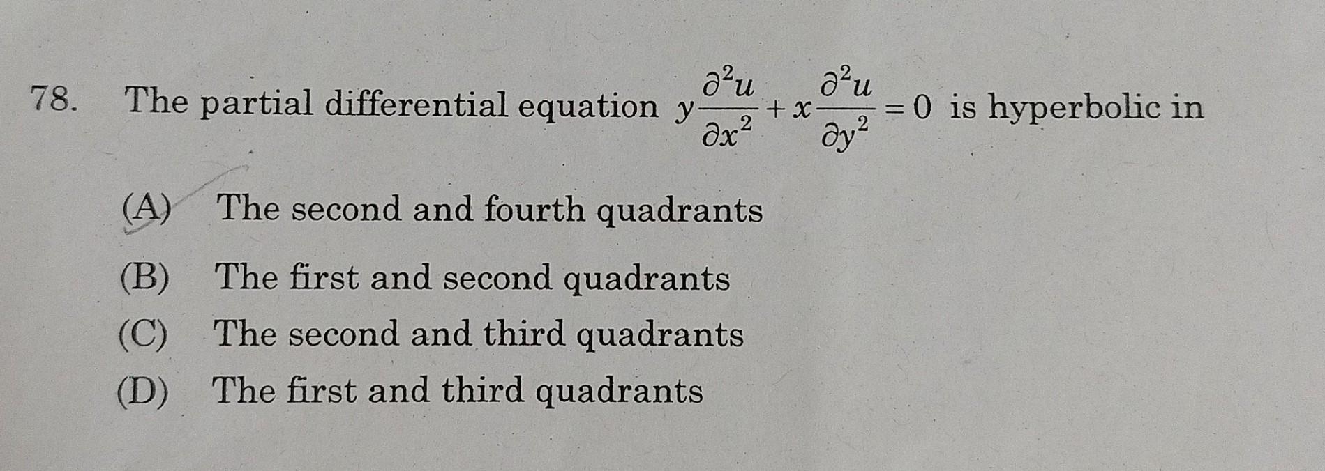 Solved 78. The partial differential equation | Chegg.com