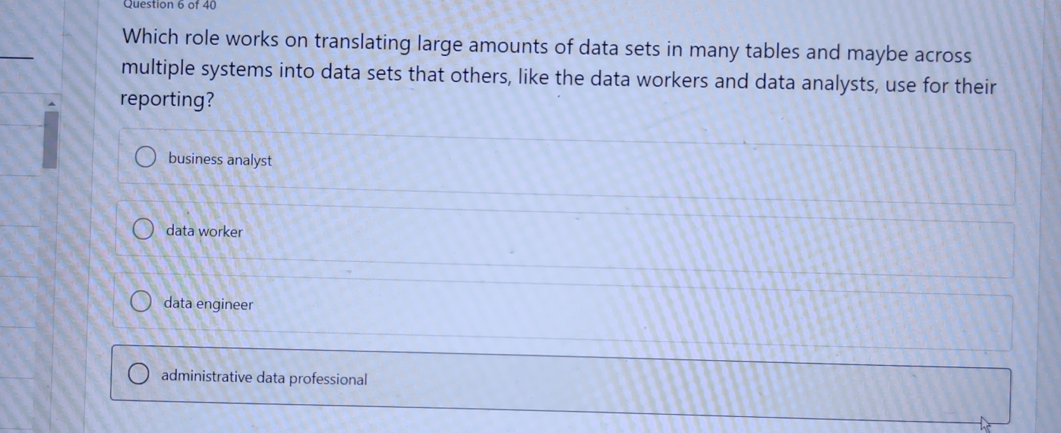 Solved Question 6 ﻿of 40Which role works on translating | Chegg.com