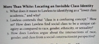 Solved More Than White: Locating an Invisible Class | Chegg.com