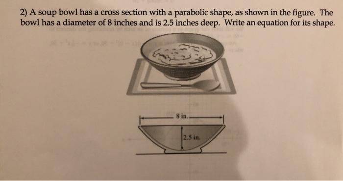 Solved 2) A soup bowl has a cross section with a parabolic | Chegg.com