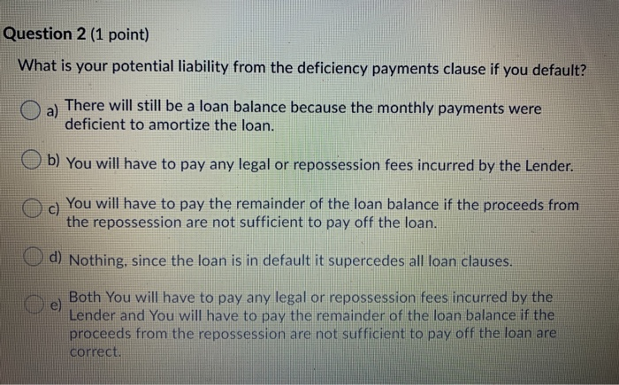 Solved Question 2 (1 point) What is your potential liability | Chegg.com