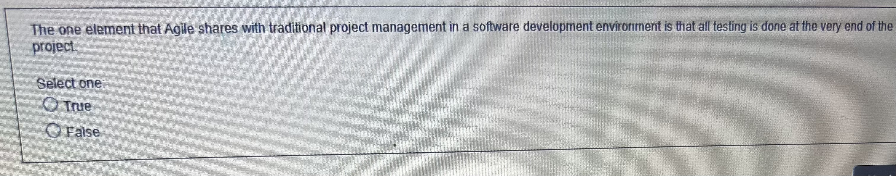 Solved The one element that Agile shares with traditional | Chegg.com