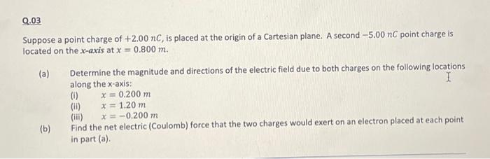 Solved Suppose a point charge of +2.00nC, is placed at the | Chegg.com