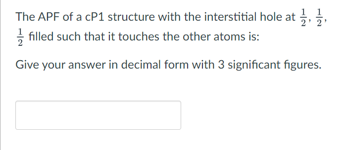 The APF of a cP1 ﻿structure with the interstitial | Chegg.com