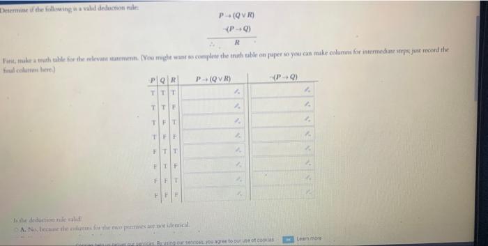 Solved P→(Q∨B)∴(P→Q)∴R final colinan licre.) Is she | Chegg.com