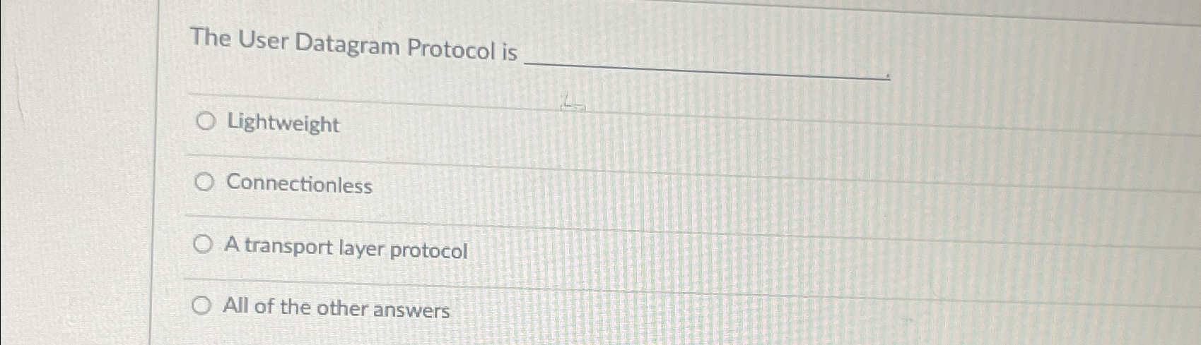 Solved The User Datagram Protocol is | Chegg.com
