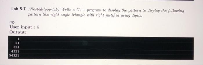 Solved Lab 57 Nested Loop Lab Write A C Program To