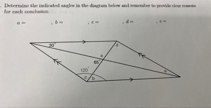 Solved Determine The Indicated Angles In The Diagram Below