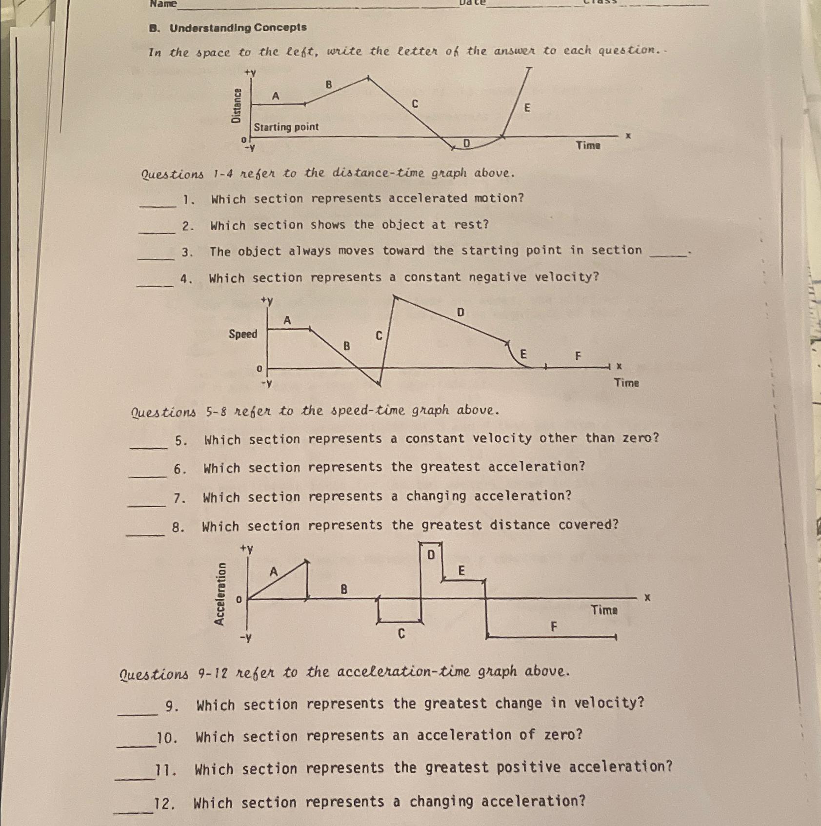 Solved NameB. ﻿Understanding ConceptsIn the space to the | Chegg.com
