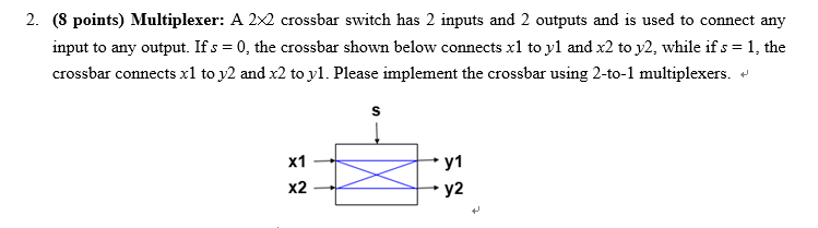 Solved (8 ﻿points) ﻿Multiplexer: A 2×2 ﻿crossbar switch has | Chegg.com