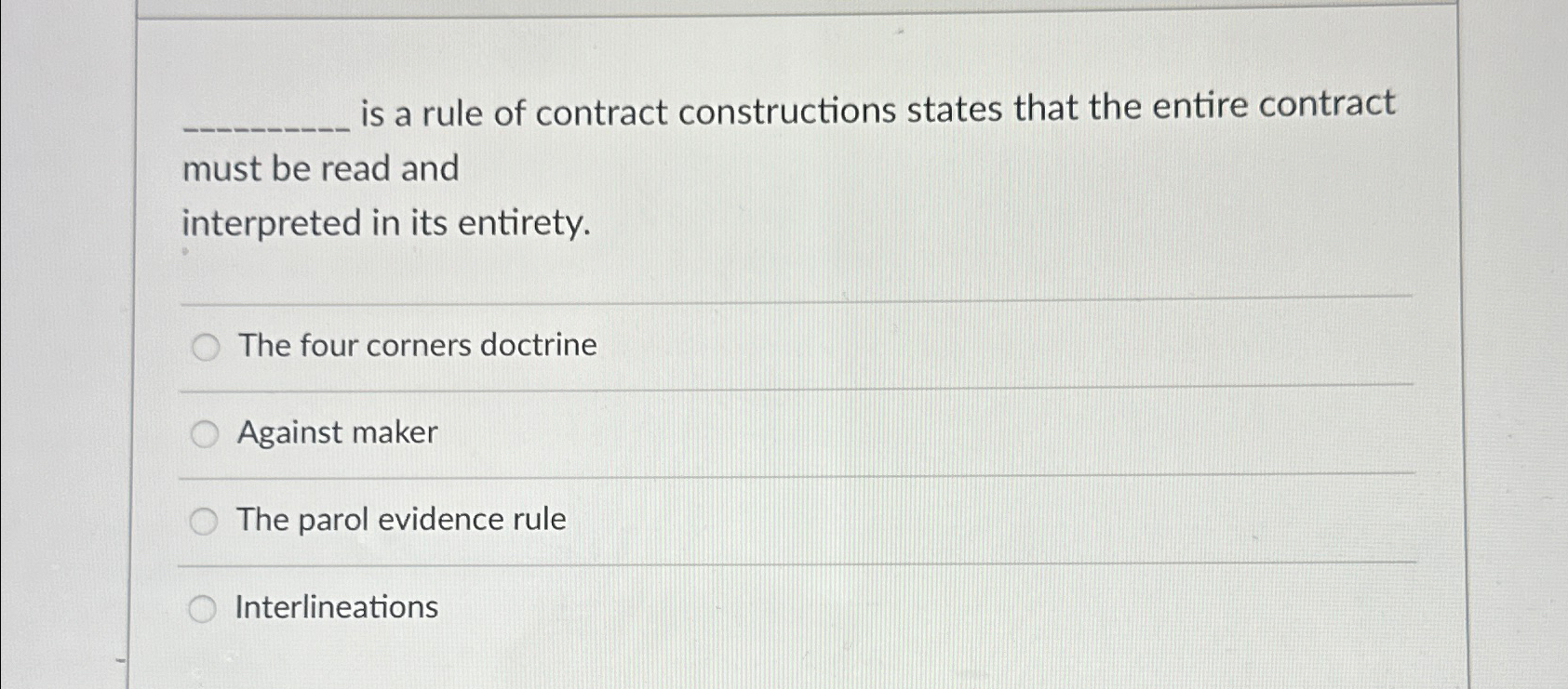 Solved is a rule of contract constructions states that the | Chegg.com