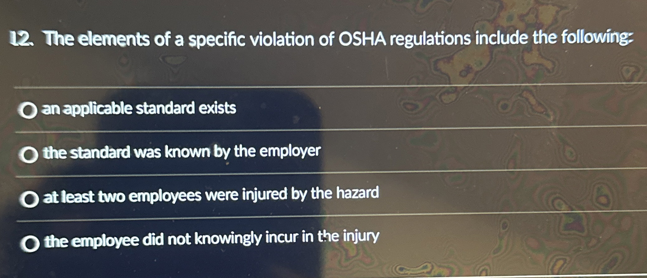 Solved The elements of a specific violation of OSHA | Chegg.com
