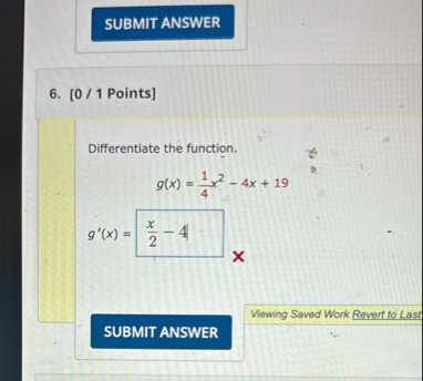 Solved 6. [0 / 1 ﻿Points]Differentiate the | Chegg.com