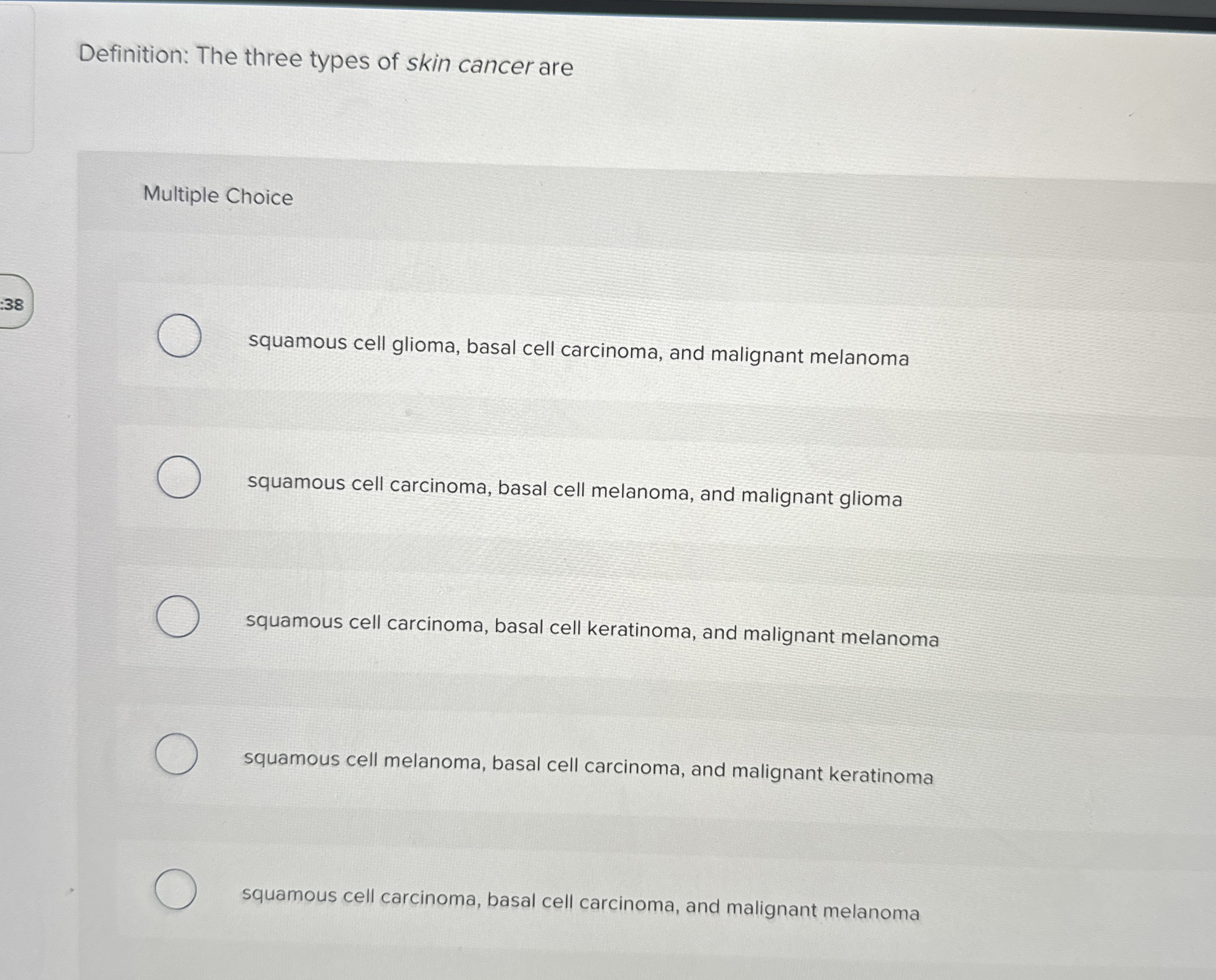 Solved Definition: The three types of skin cancer | Chegg.com