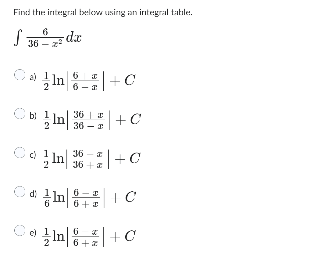Solved Find the integral below using an integral | Chegg.com