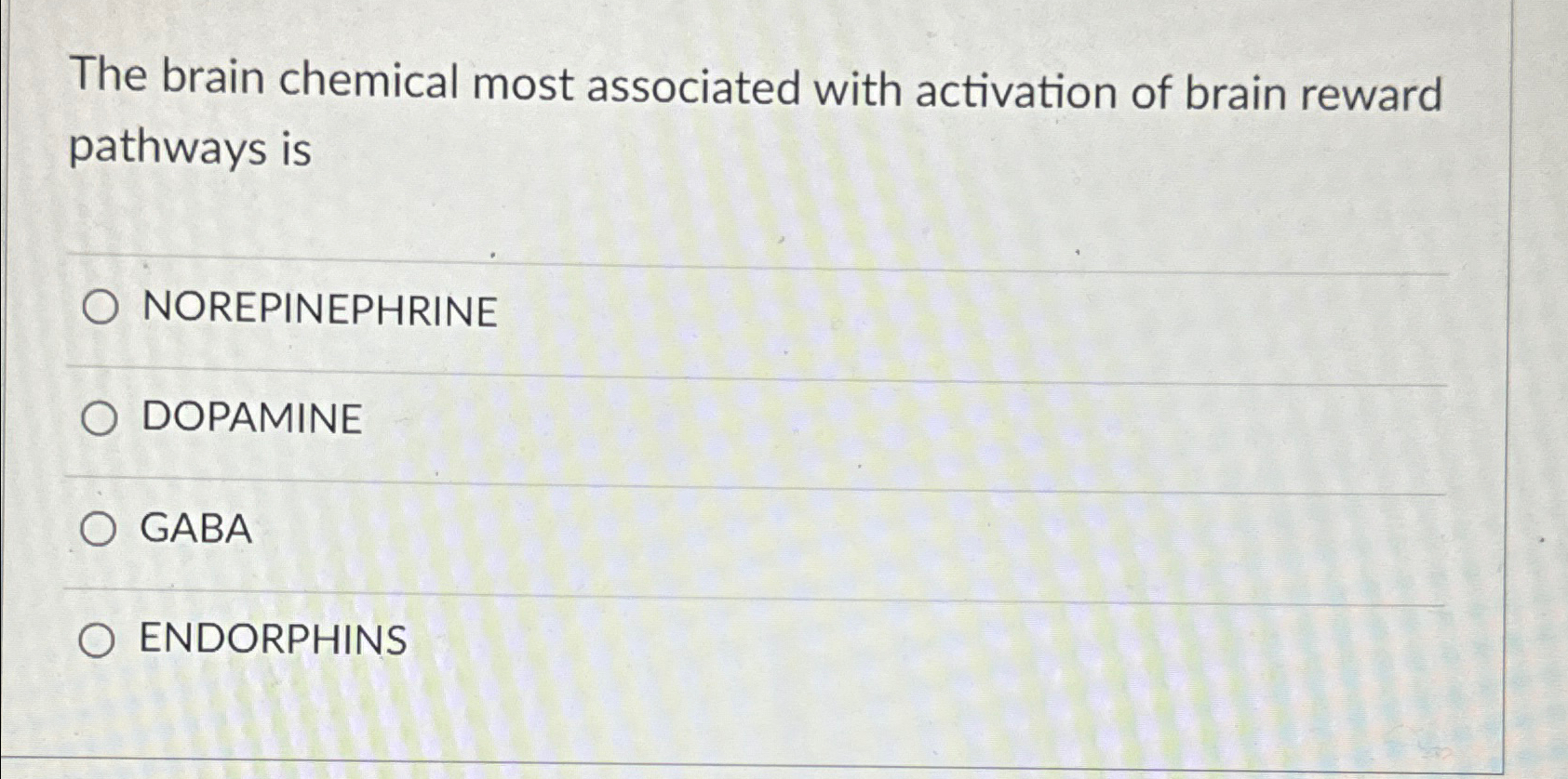 Solved The brain chemical most associated with activation of | Chegg.com